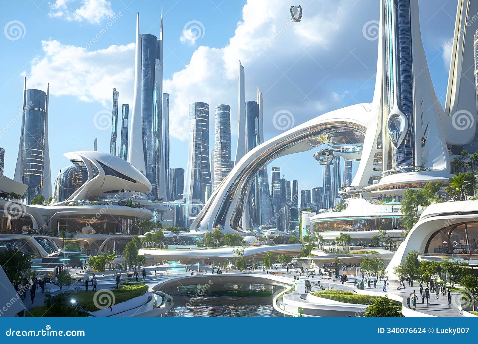 Future City Skyscrapers, Cyberpunk Constructions Cartoon Vector ...