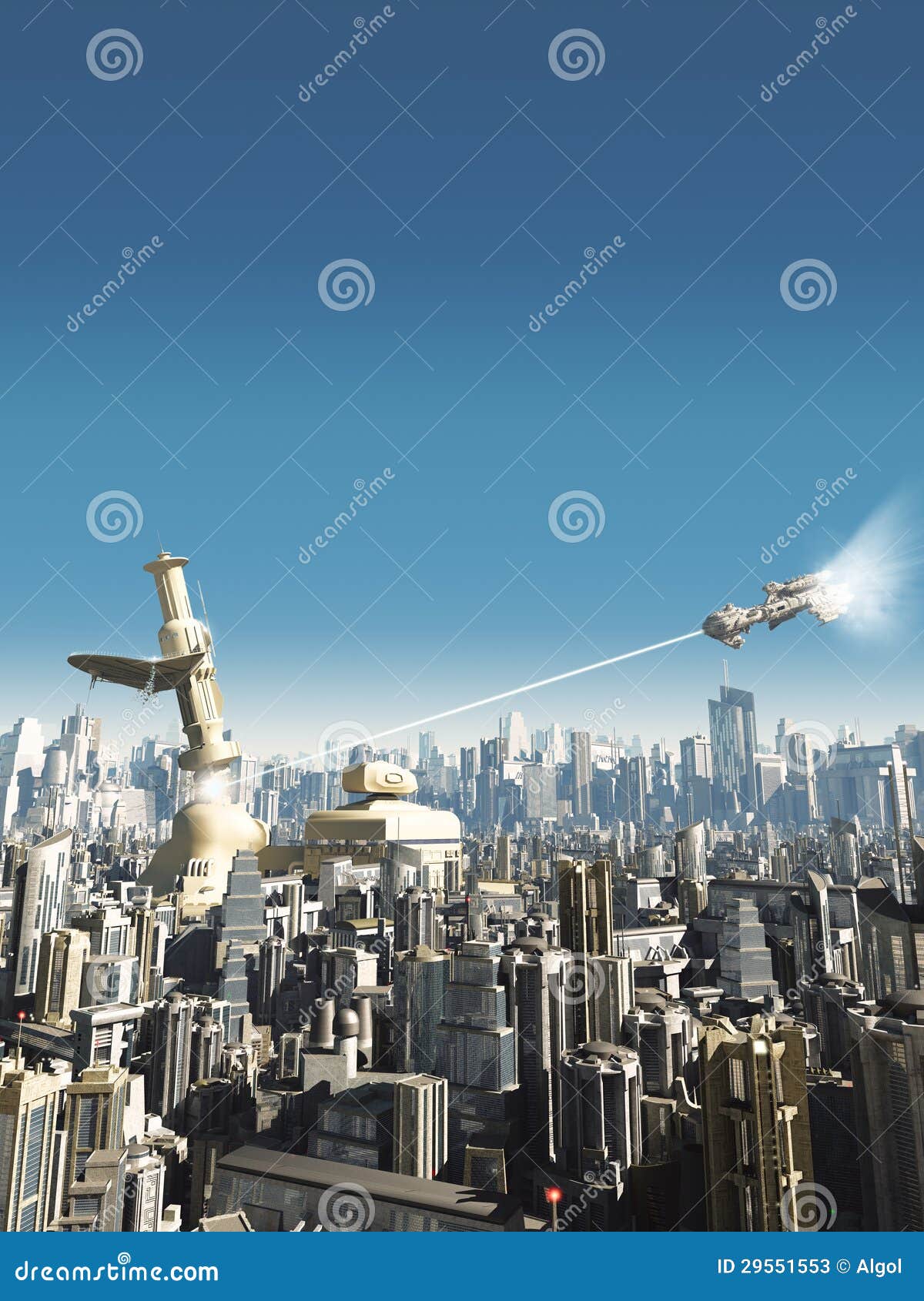 Future City - Falling Tower Stock Illustration - Illustration of ...
