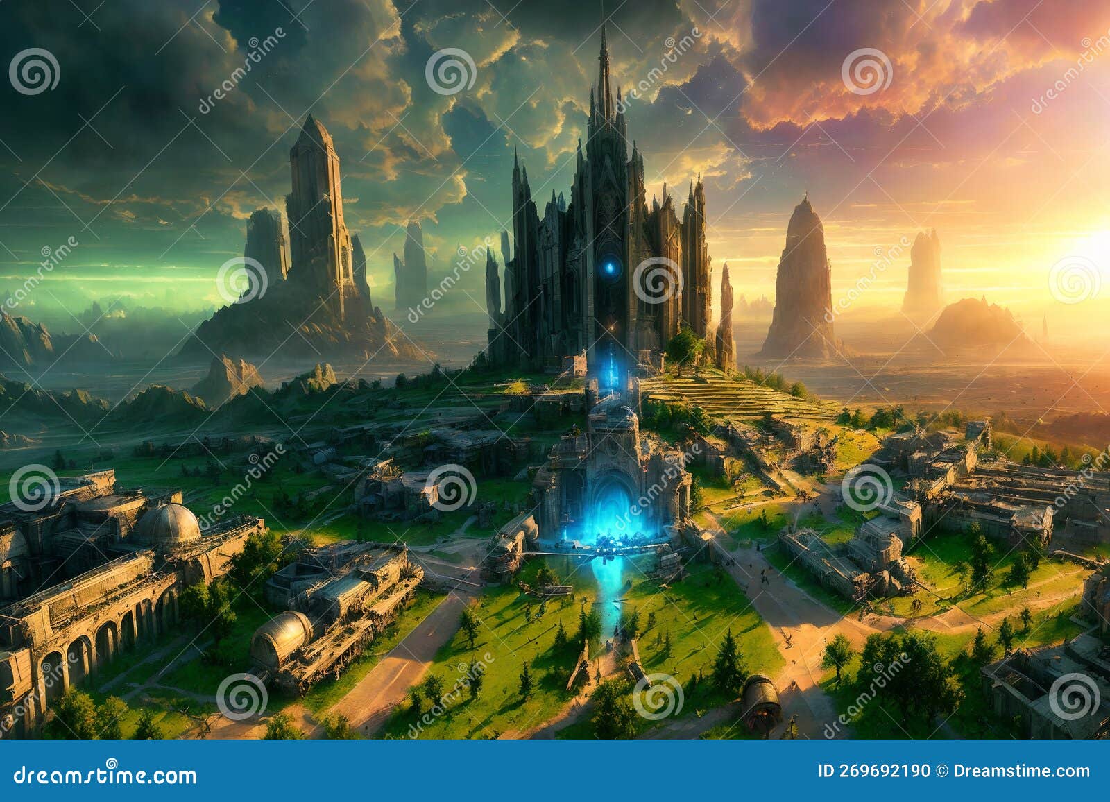 Future City, Futuristic Elements Stock Illustration - Illustration of ...