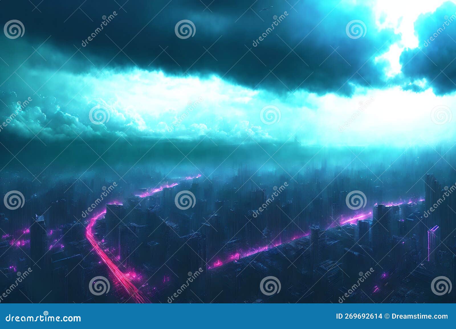 Future City, Futuristic Elements Stock Illustration - Illustration of ...