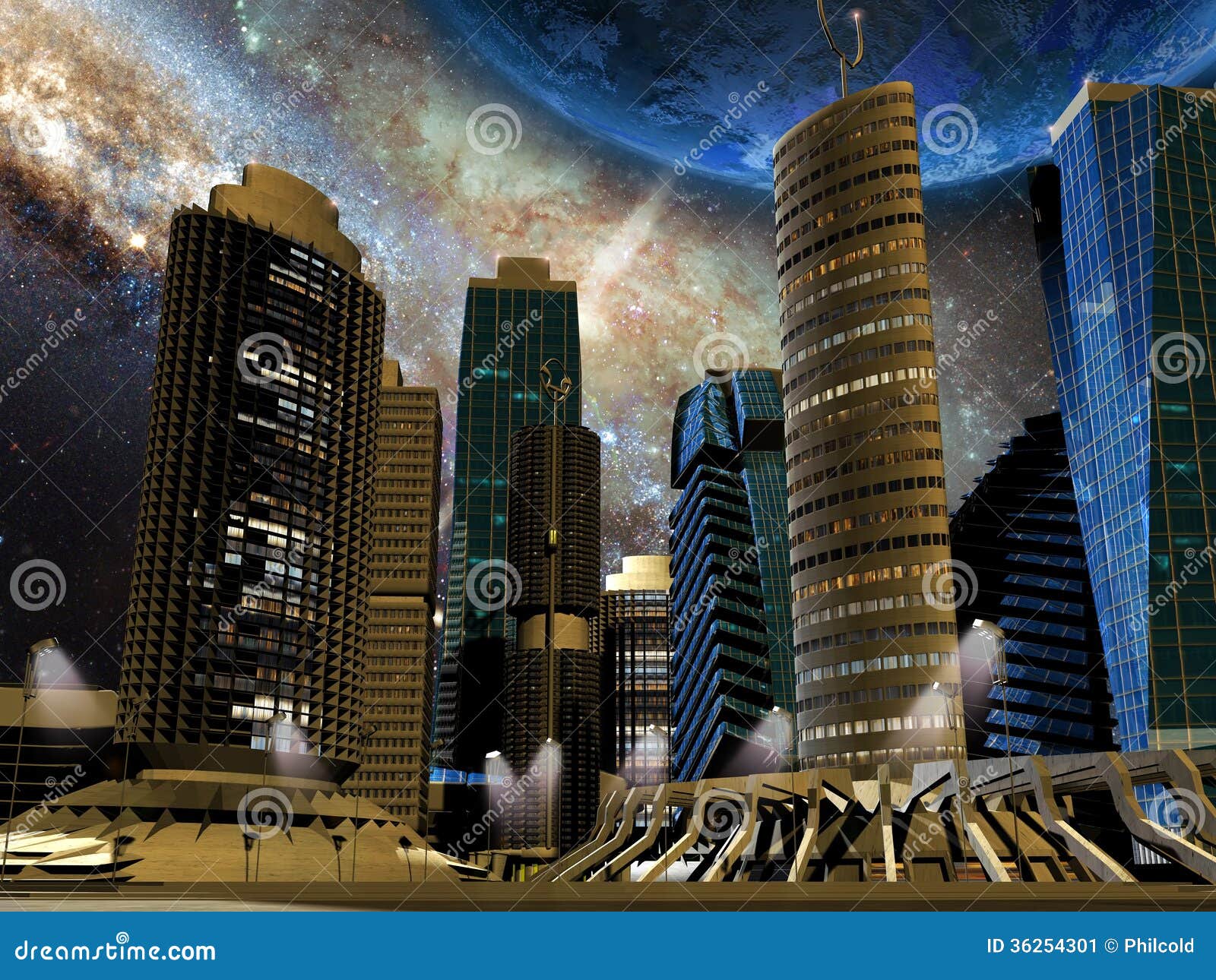 Future city stock illustration. Illustration of science - 36254301