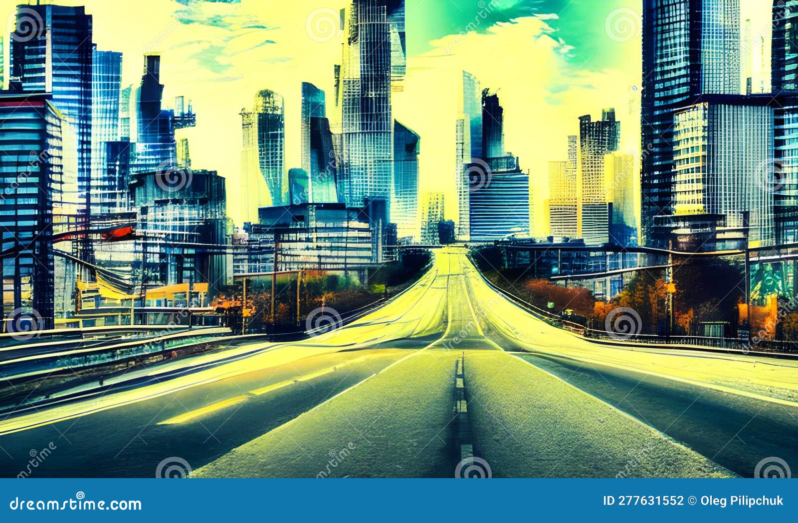 Future City Landscape in Anime Stock Illustration - Illustration of ...