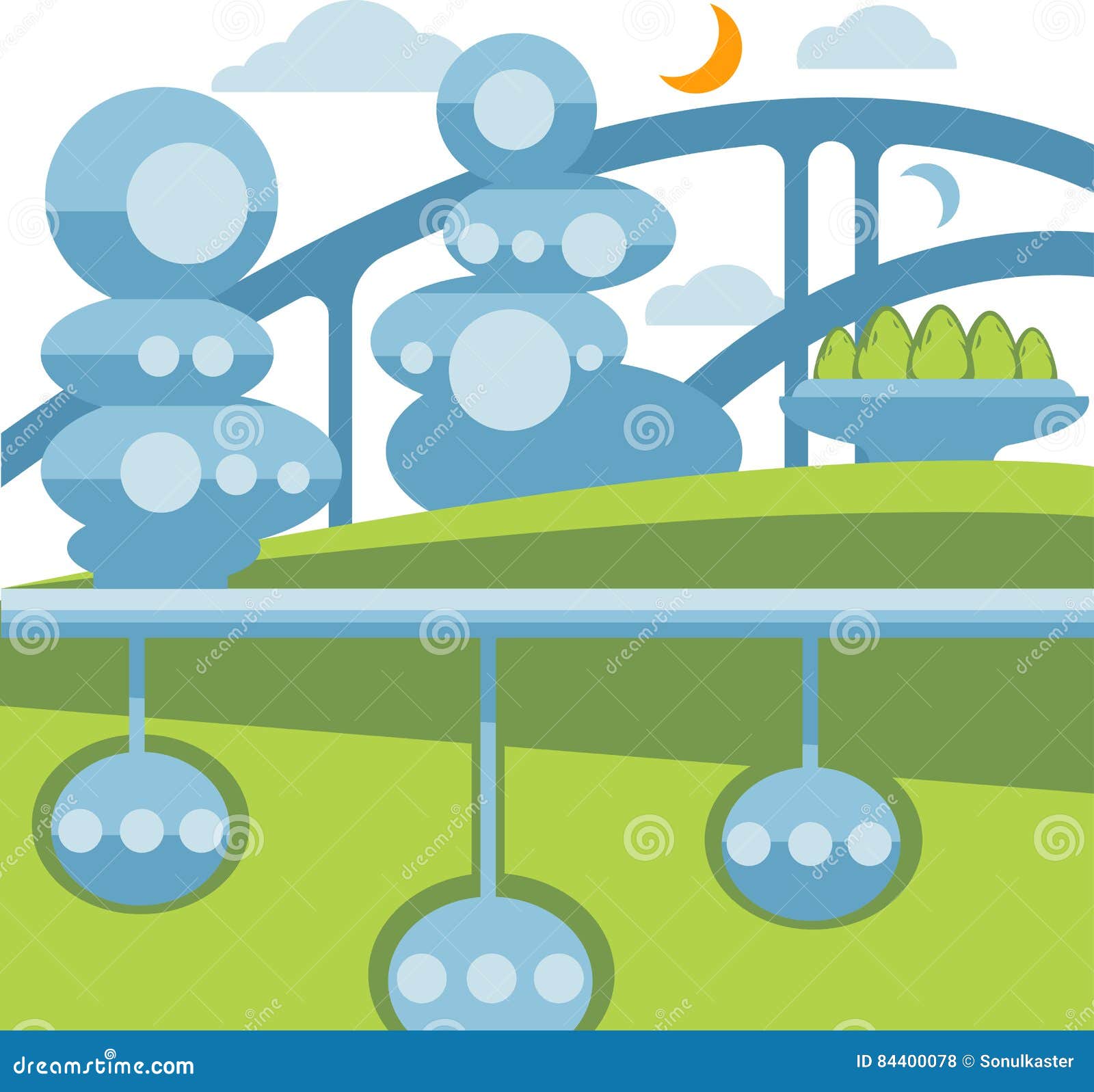 Future City Landscape. Vector Modern Stock Vector - Illustration of ...