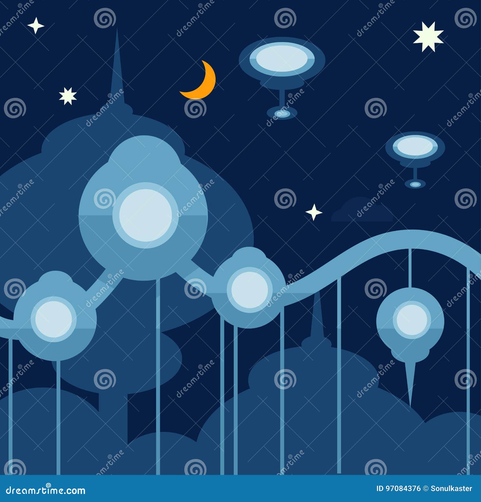 Future City Landscape. Vector Modern Stock Vector - Illustration of ...
