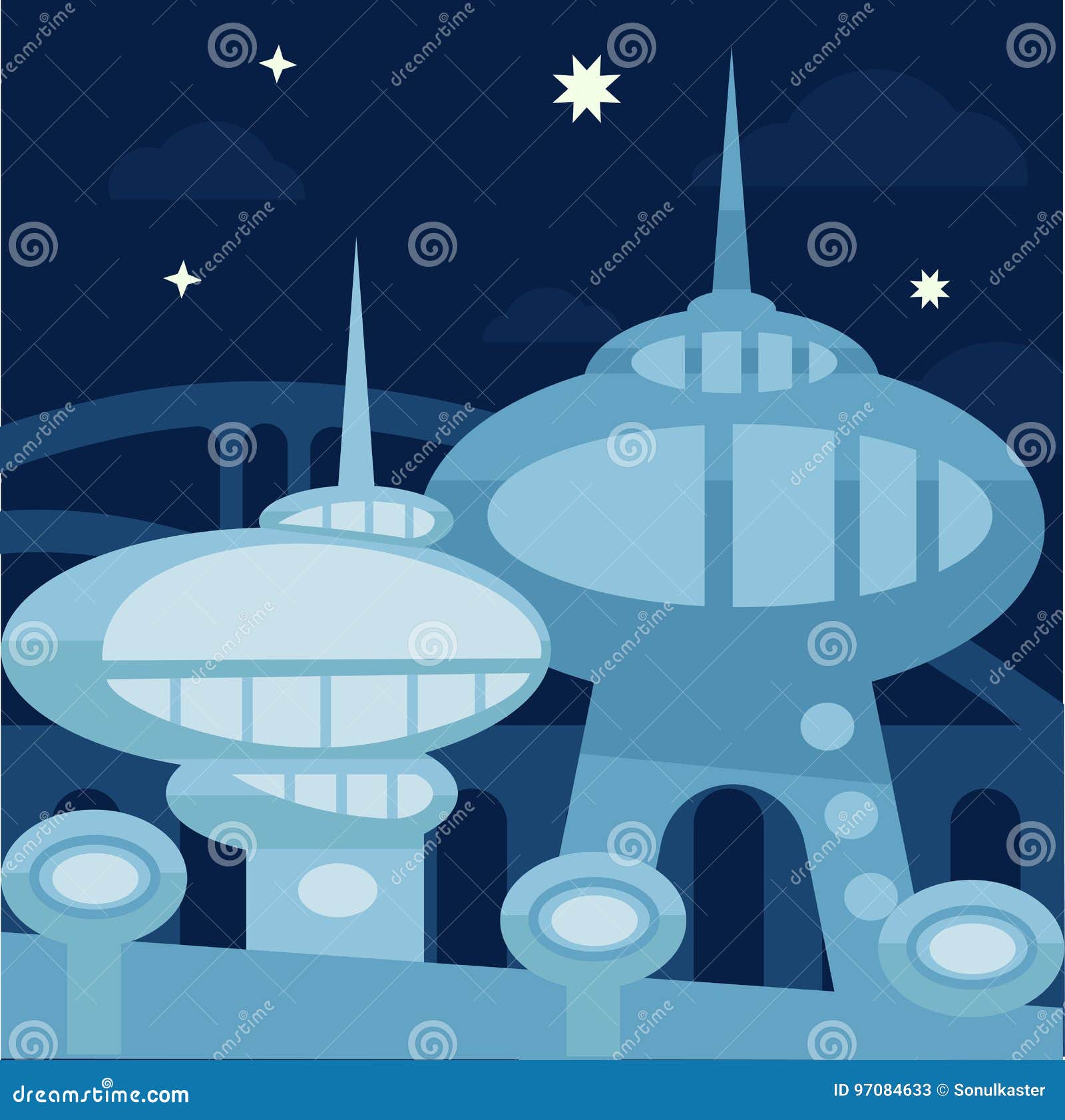 Future City Landscape. Vector Modern Stock Vector - Illustration of ...