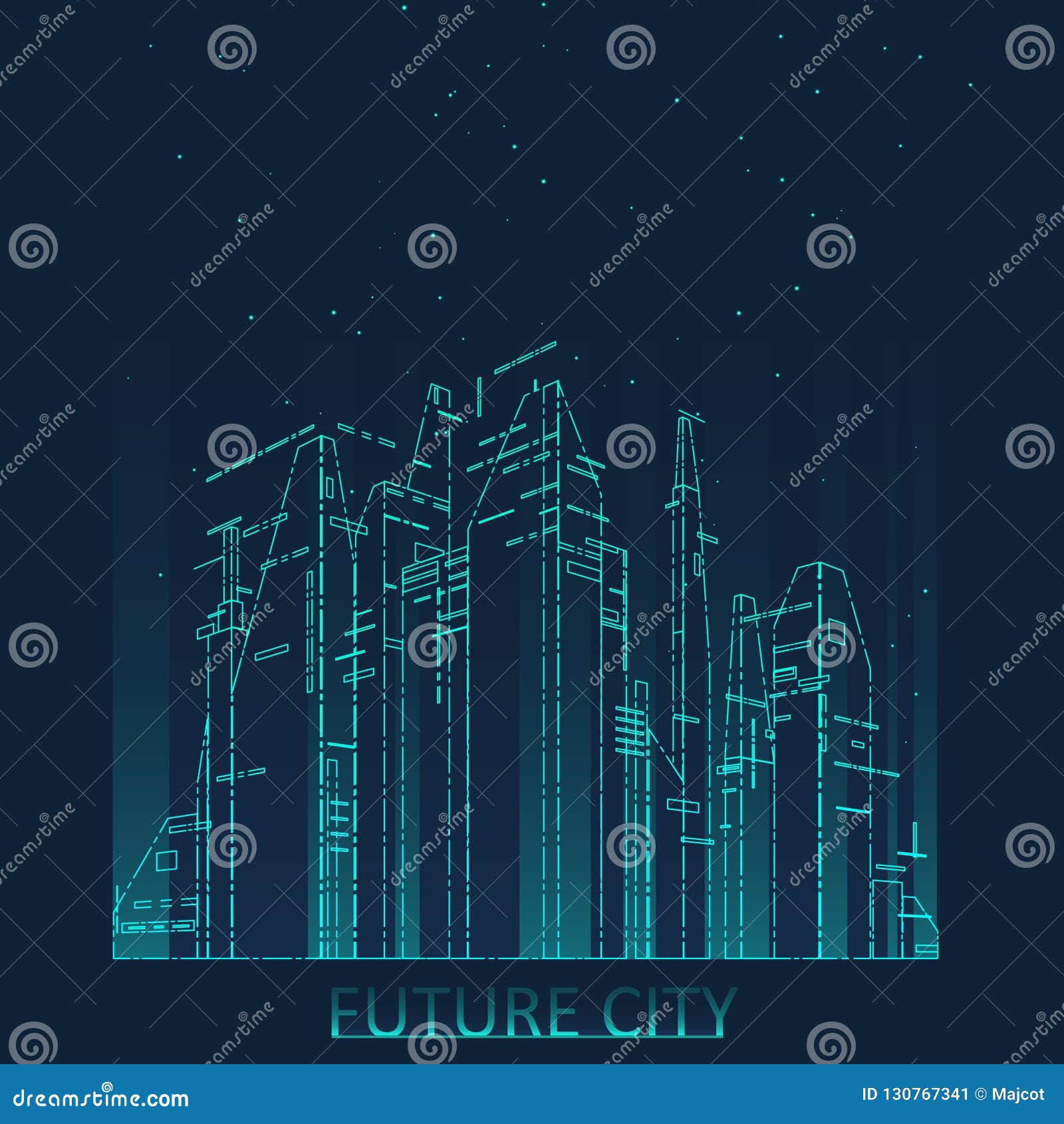 Future City Skyline Illustration Stock Vector - Illustration of ...