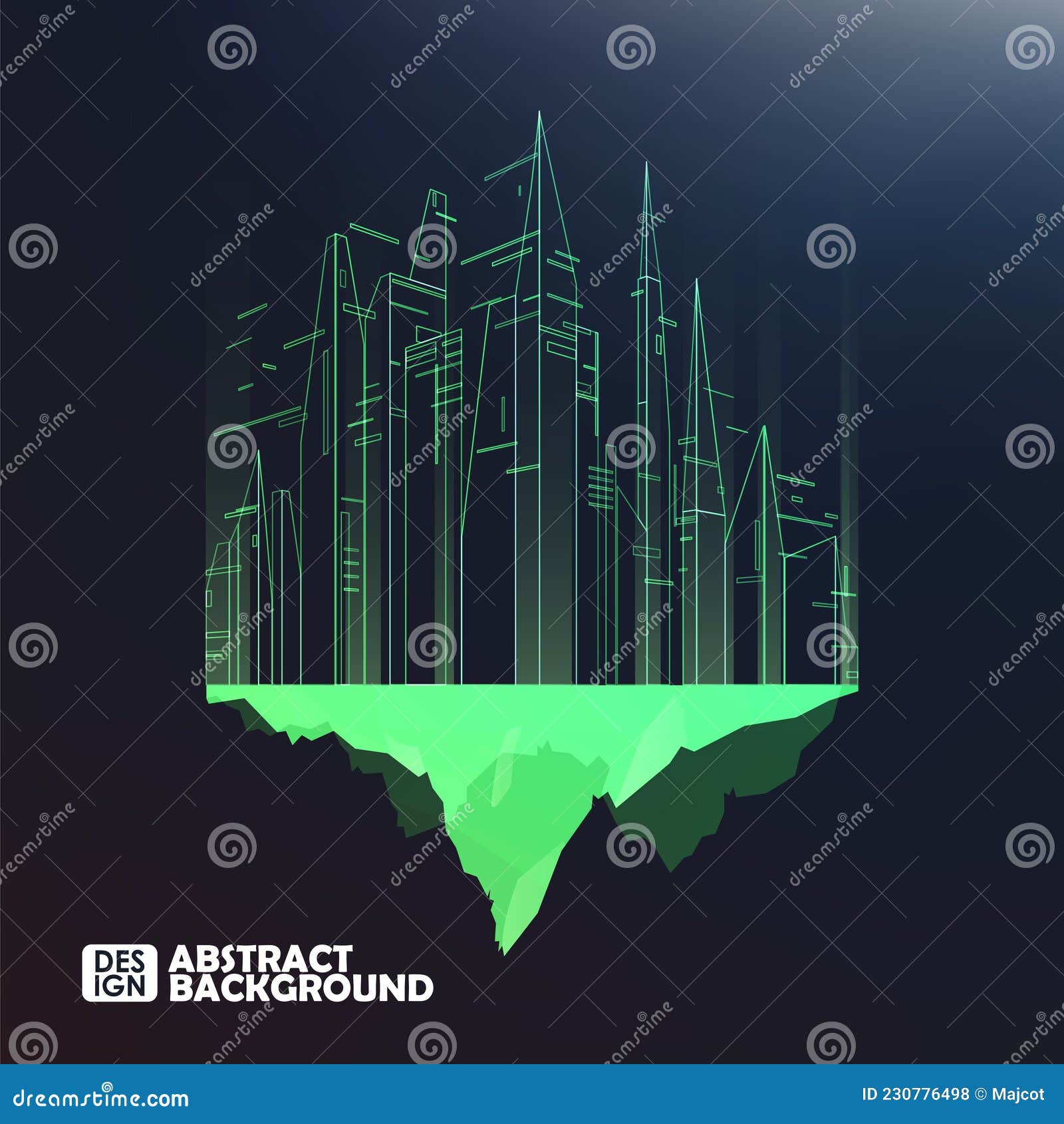Future City Skyline Illustration Stock Vector - Illustration of linear ...