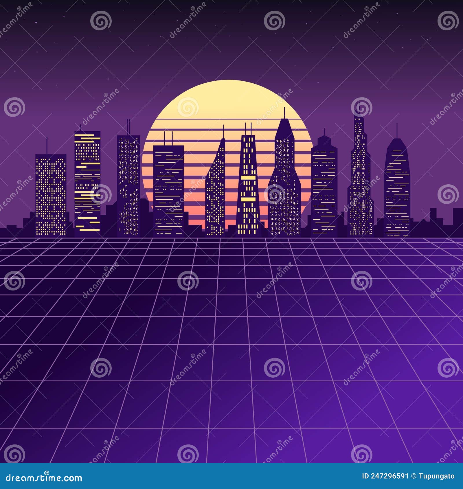 Vaporwave City AI Generated Stock Image | CartoonDealer.com #271565389