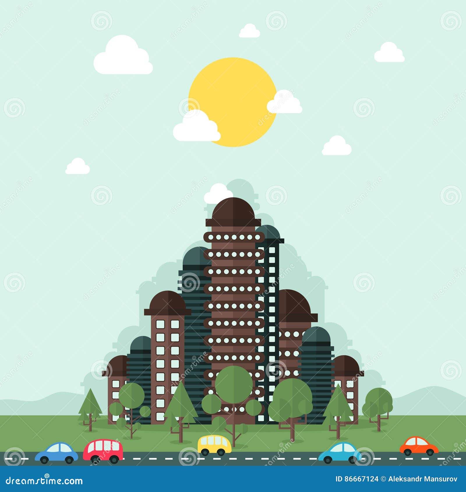 Future city stock vector. Illustration of factory, house - 86667124