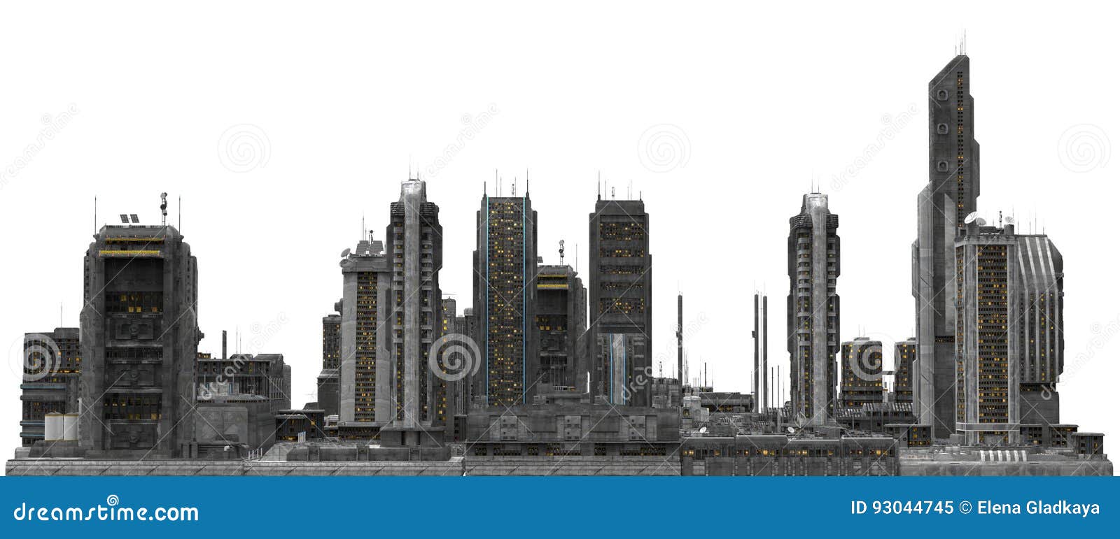 Future Cityscape Isolated On White 3D Illustration | CartoonDealer.com ...