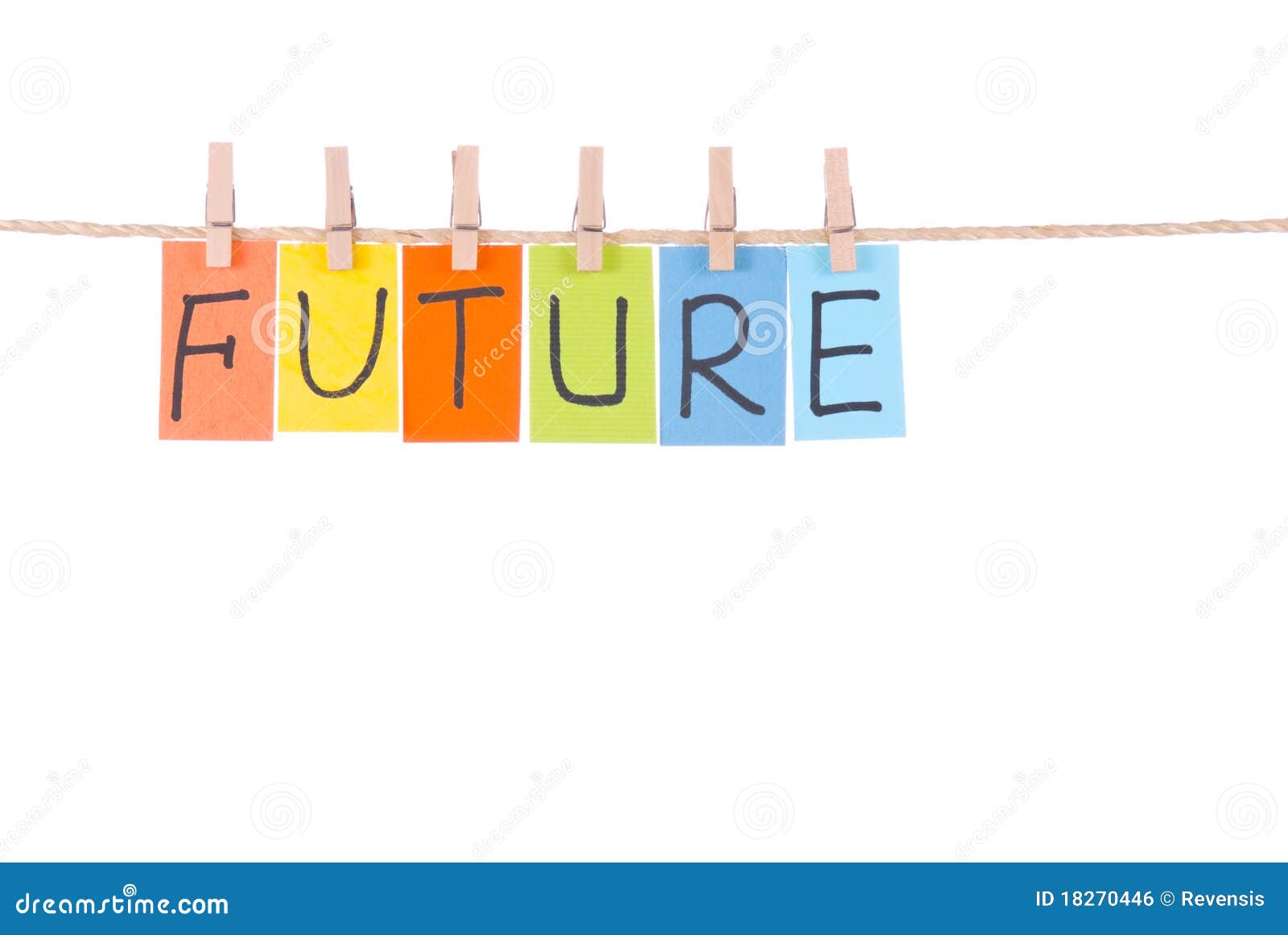Future, Colorful Words Hang on Rope Stock Photo - Image of messages ...