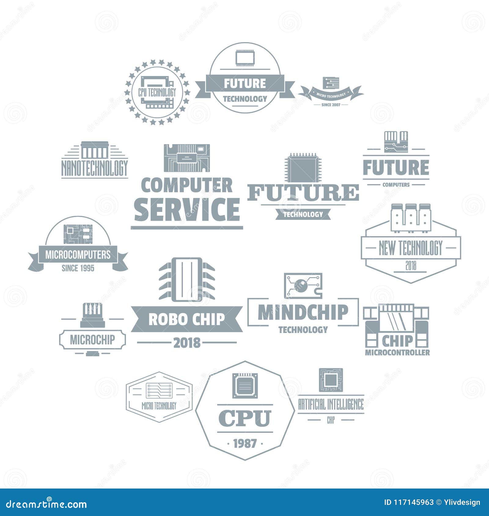 Future Computer Logo Icons Set, Simple Style Stock Vector ...