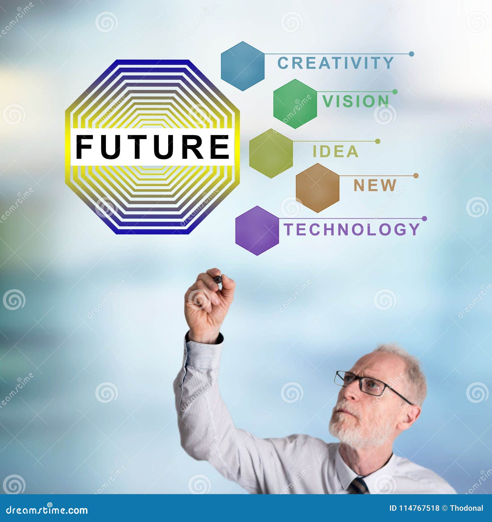 Businessman Drawing Future Concept Stock Photo - Image of concept ...