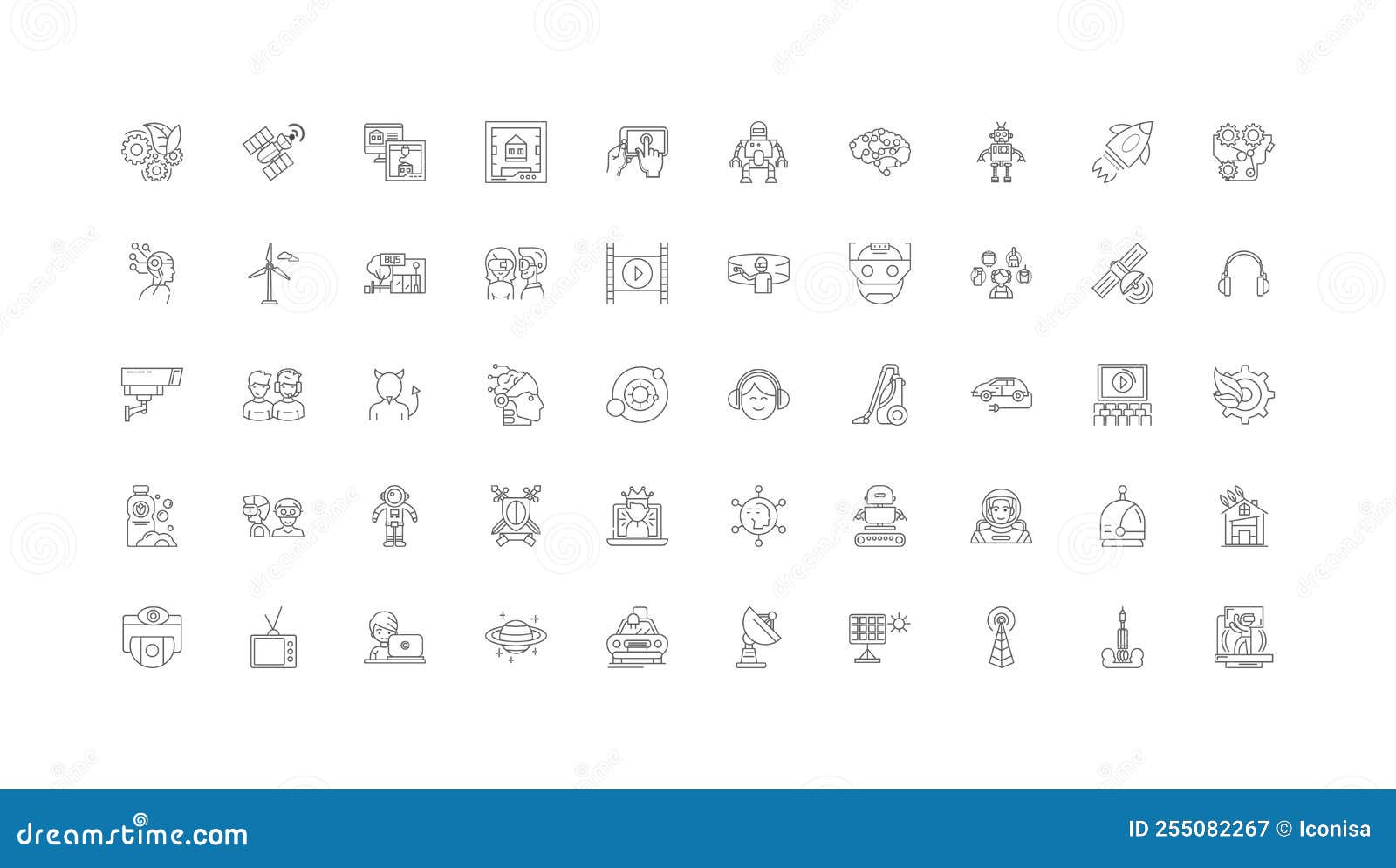 Future Concept Illustration, Linear Icons, Line Signs Set, Vector ...