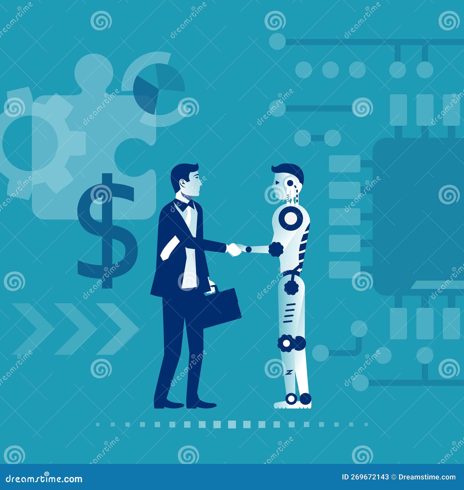 Cooperation Robot And Human. AI Artificial Intelligence And Human ...