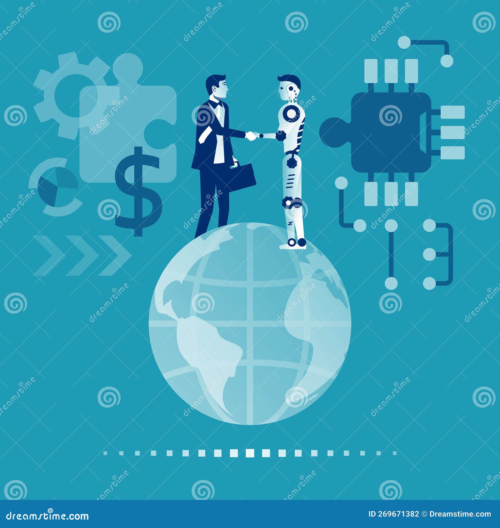 Future Cooperation. Artificial Intelligence Stock Vector - Illustration ...