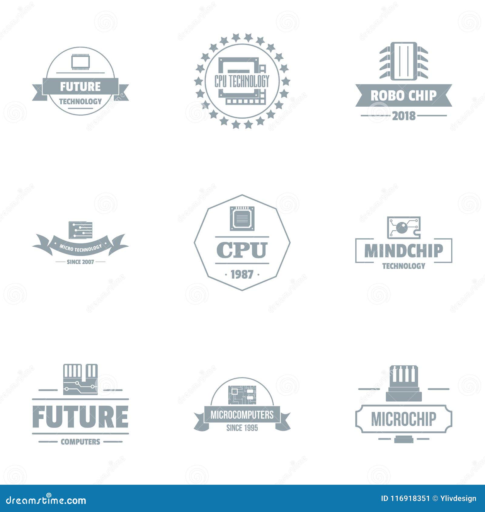 Future Cpu Logo Set, Simple Style Stock Vector - Illustration of global ...