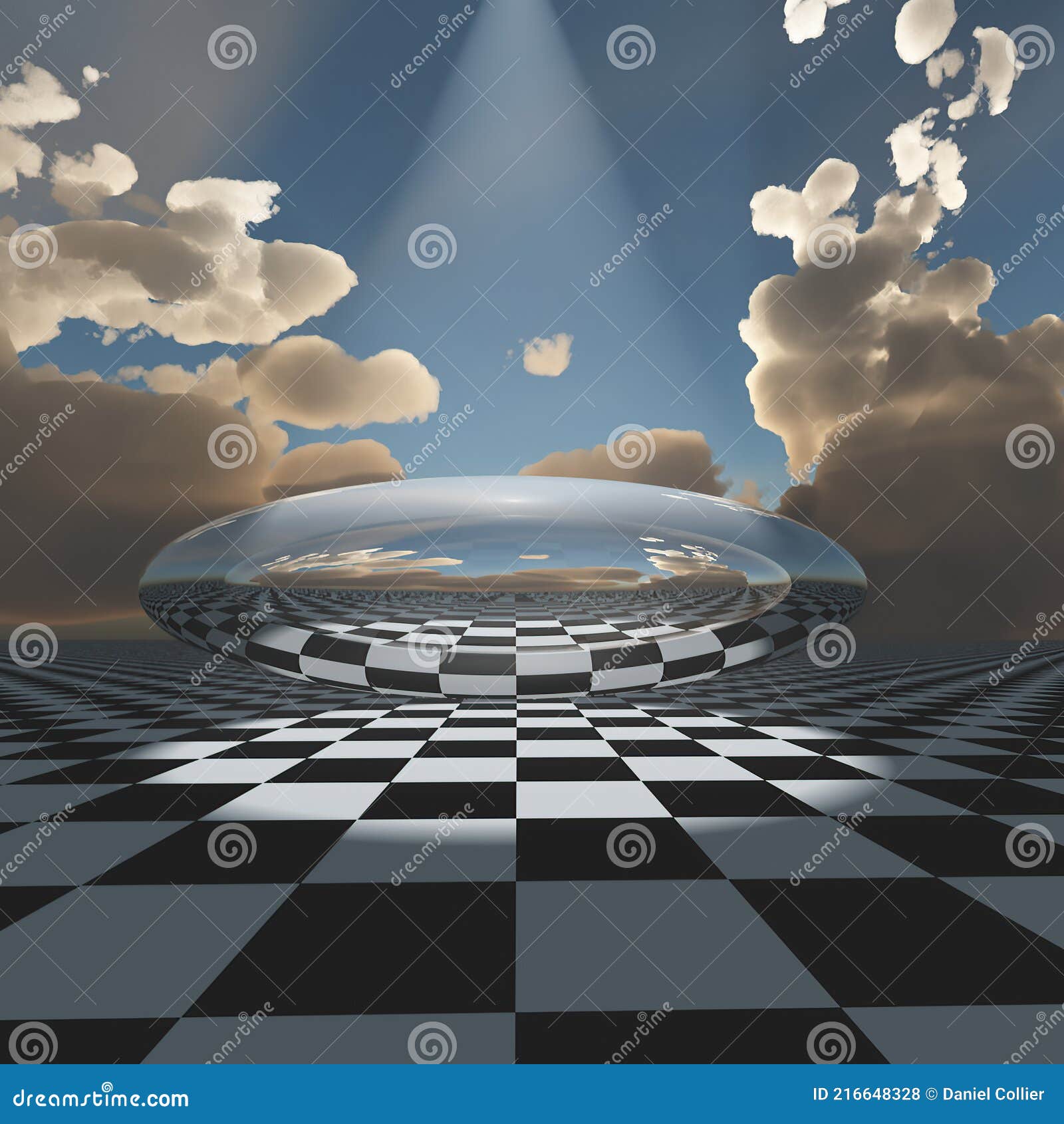 Future Crystal Ball on Horizon. 3D Illustration Stock Illustration ...