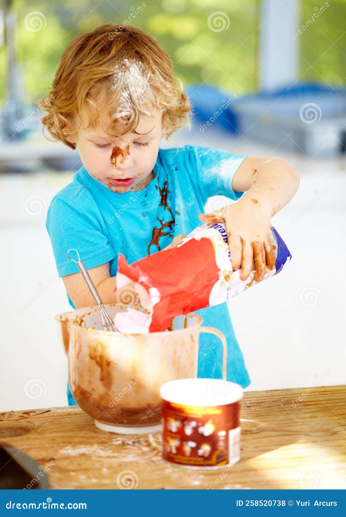 The Future of the Culinary Arts. a Little Boy Covered in Dough and ...