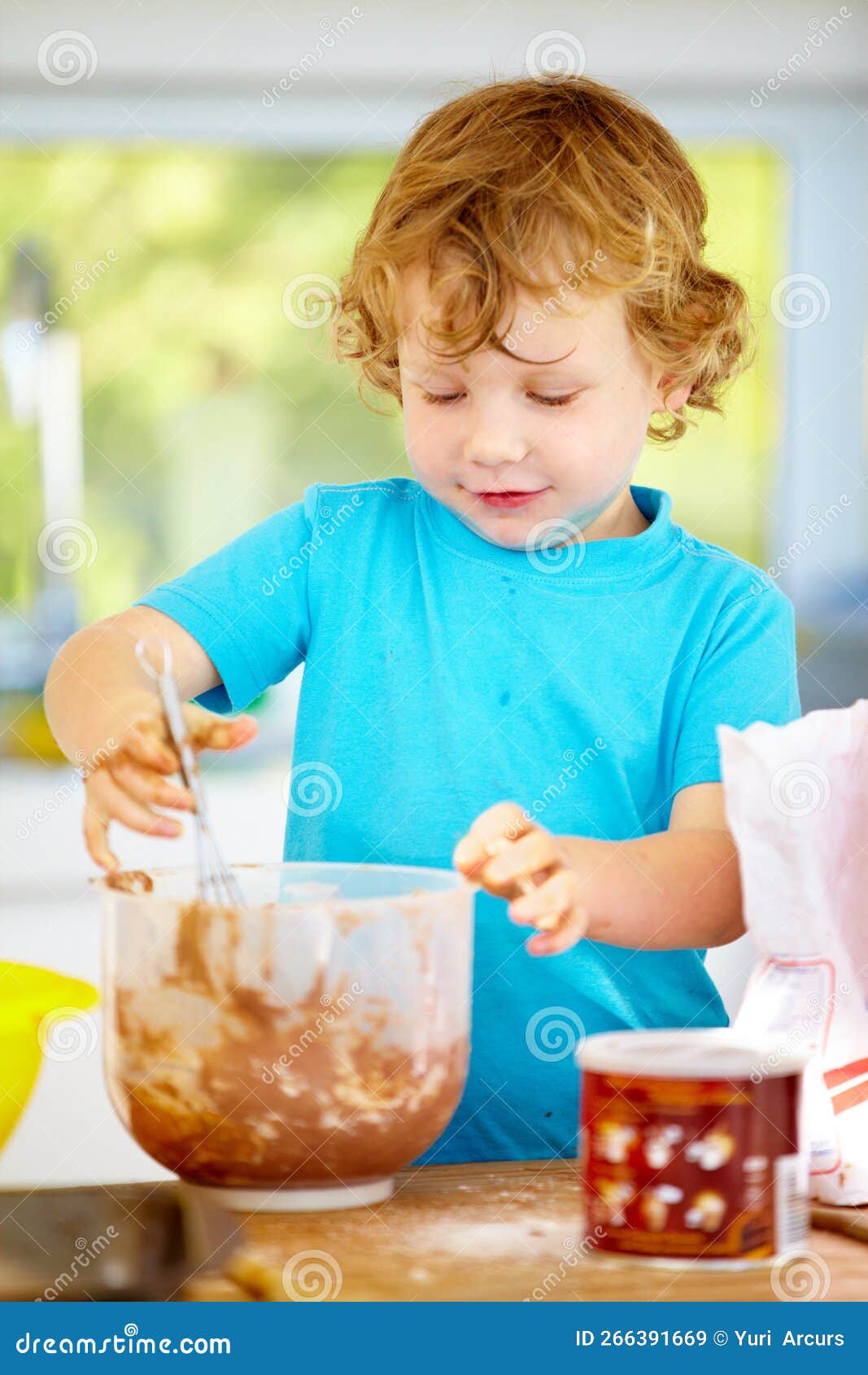 The Future of the Culinary Arts. a Little Boy Covered in Dough and ...