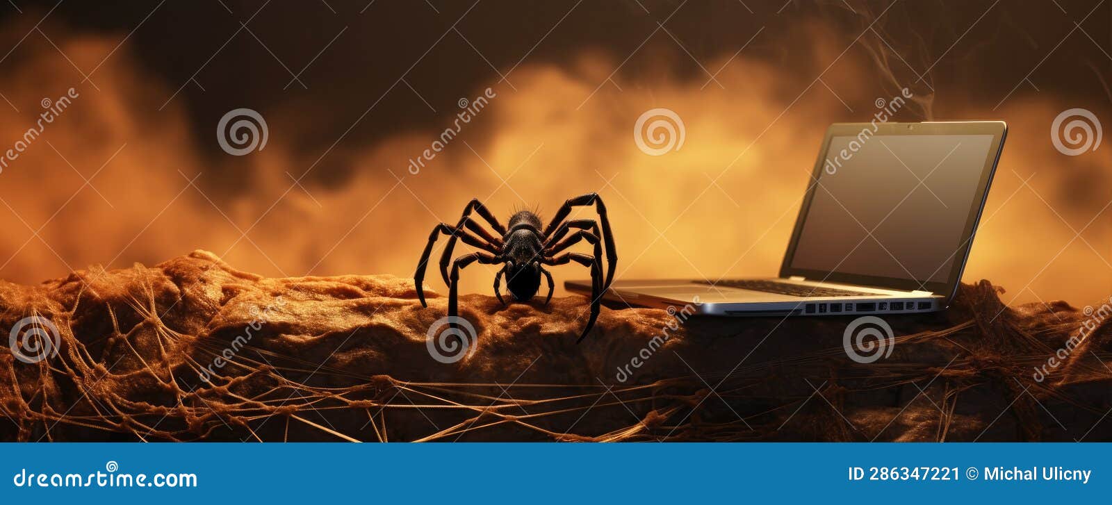 Future of Cyber Microchip Crowling Spider. Network Security System ...