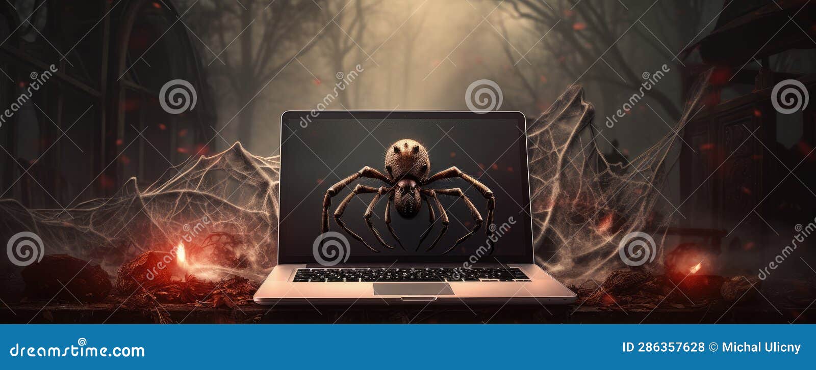 Future of Cyber Microchip Crowling Spider. Network Security System ...