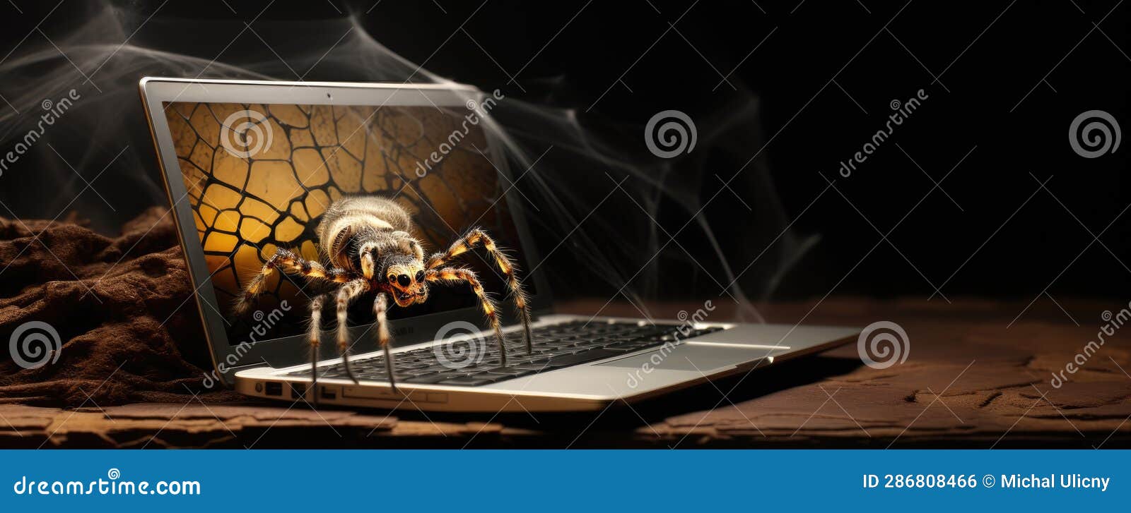 Future of Cyber Microchip Crowling Spider. Network Security System ...