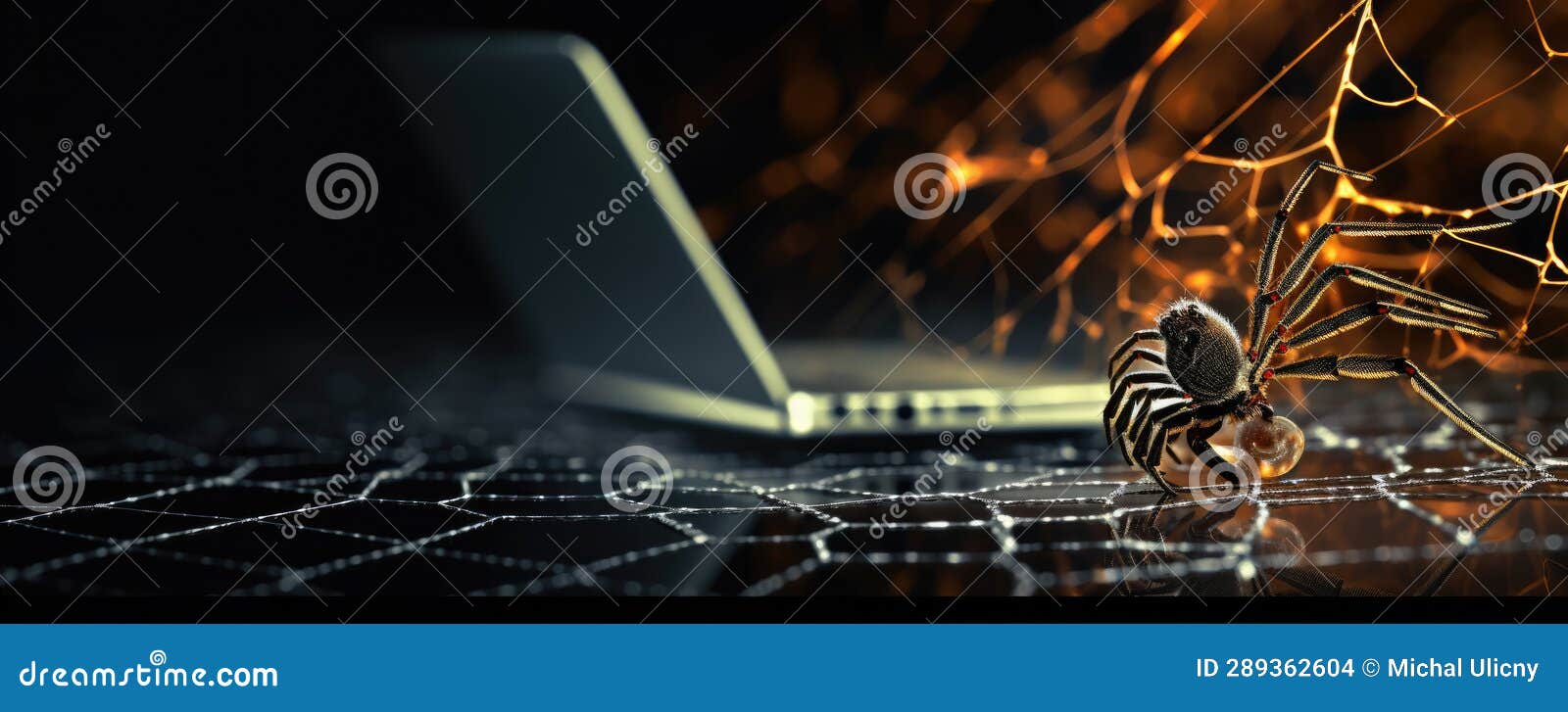 Future of Cyber Microchip Crowling Spider. Network Security System ...