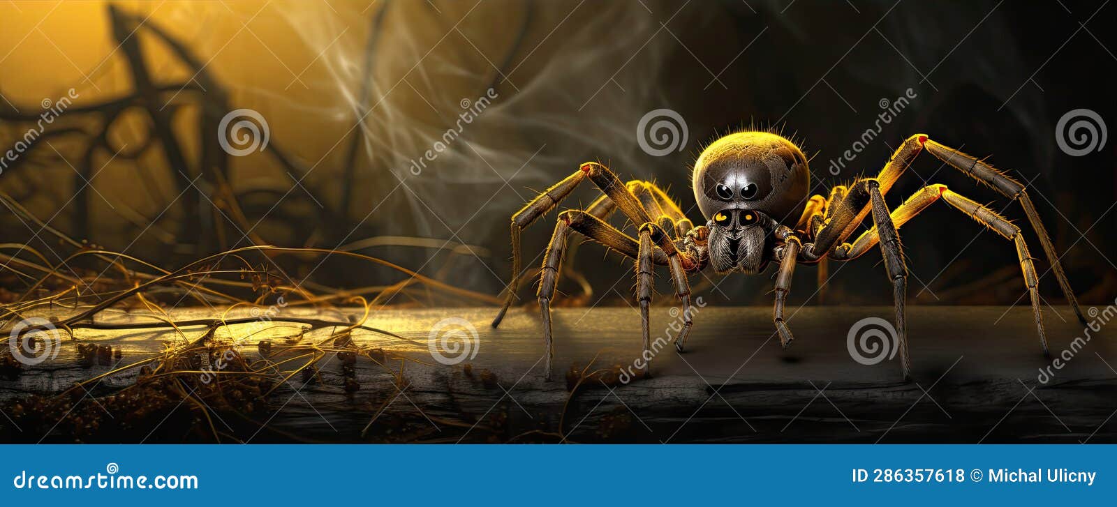 Future of Cyber Microchip Crowling Spider. Network Security System ...