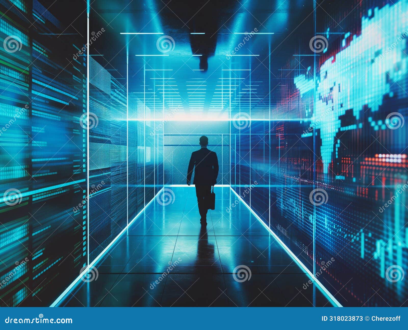 Future Data Center Walkthrough Stock Image - Image of innovation ...