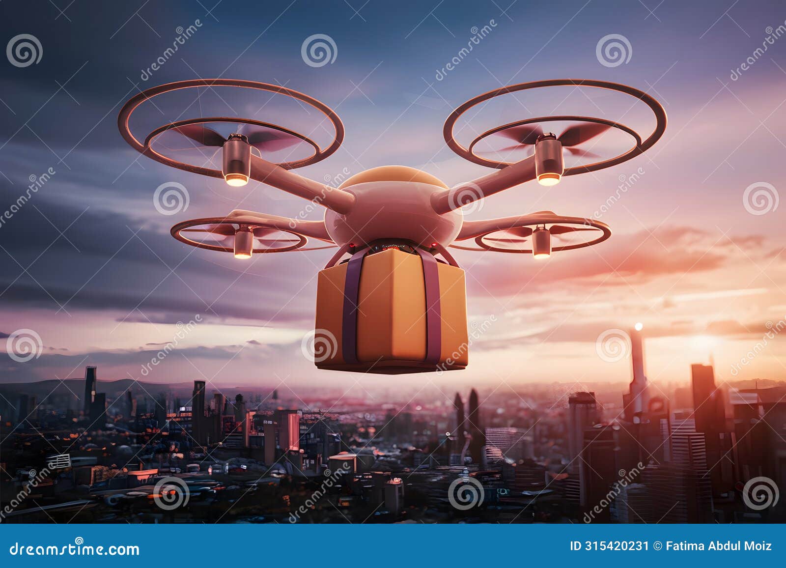 Future Delivery Drone with Parcel Box, Innovative Technology Concept ...