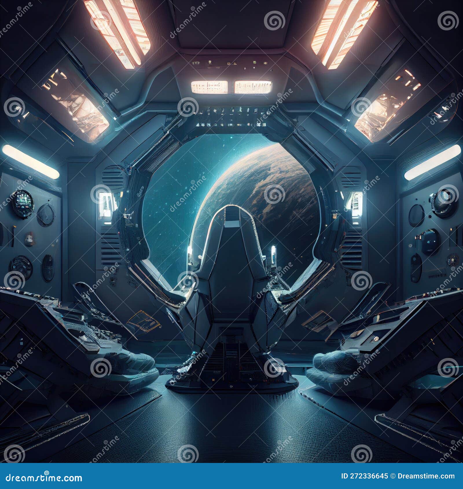 Future Design of Space Ship with Sci-fi Futuristic Interior Stock ...