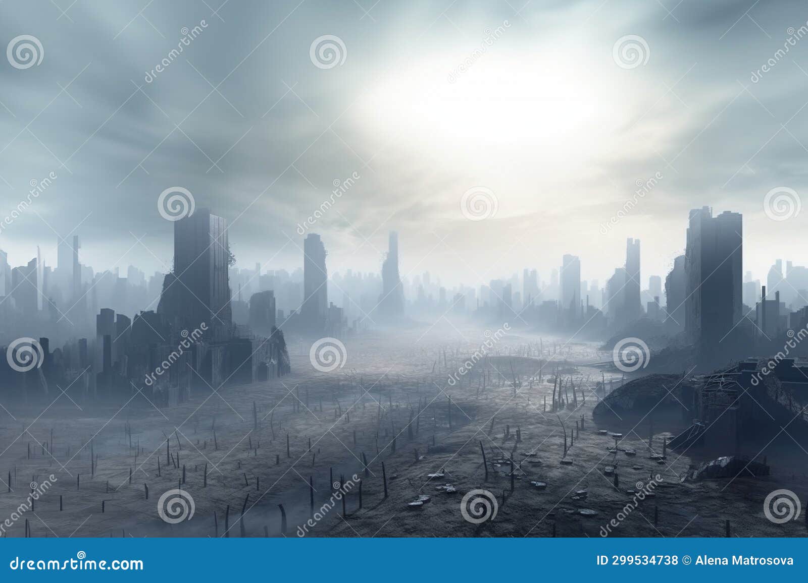 Future Destroyed Apocalyptic Dead World with Air Pollution As a Result ...