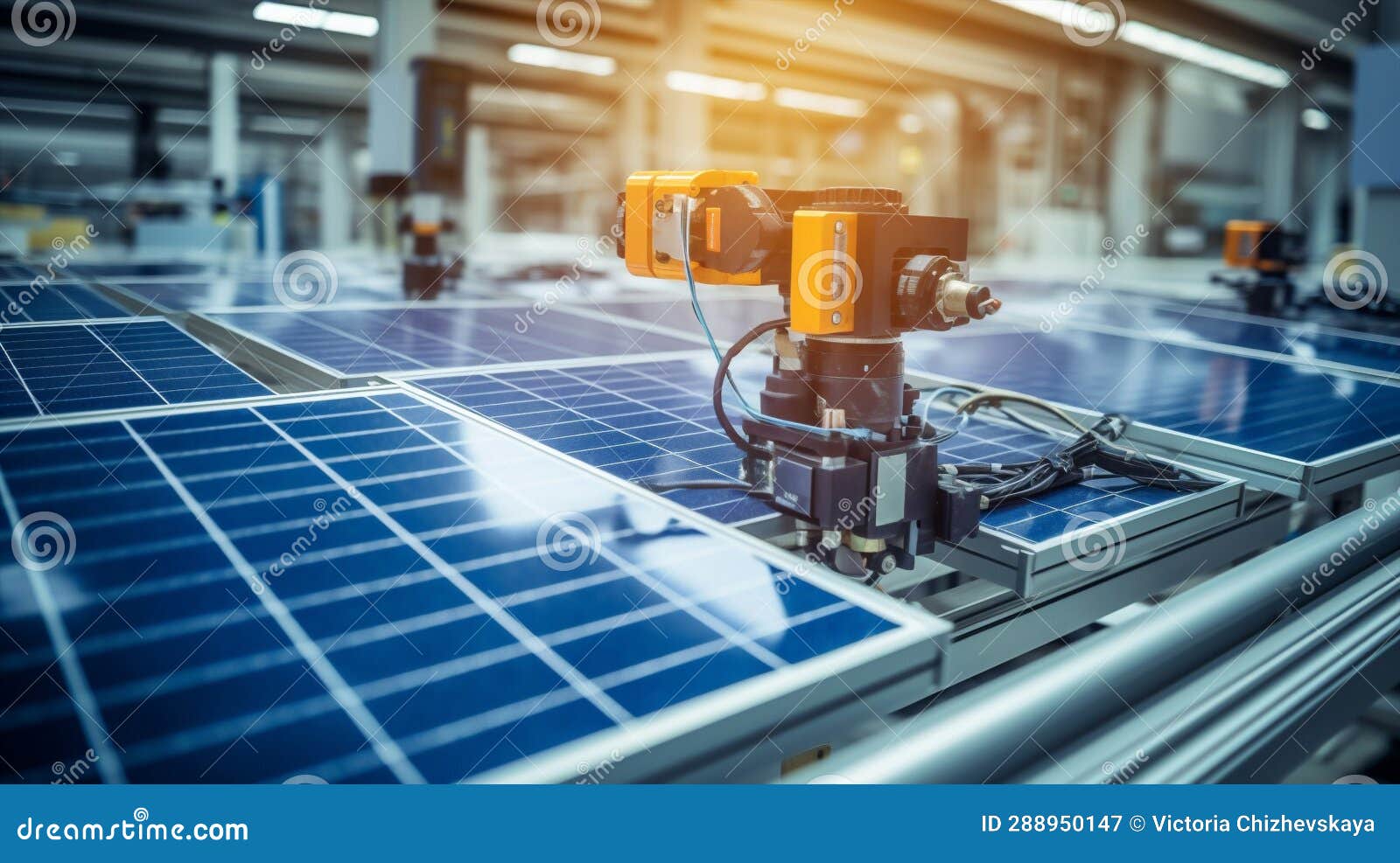 Machine Industrial Solar Panel Robot Technology Stock Illustration ...