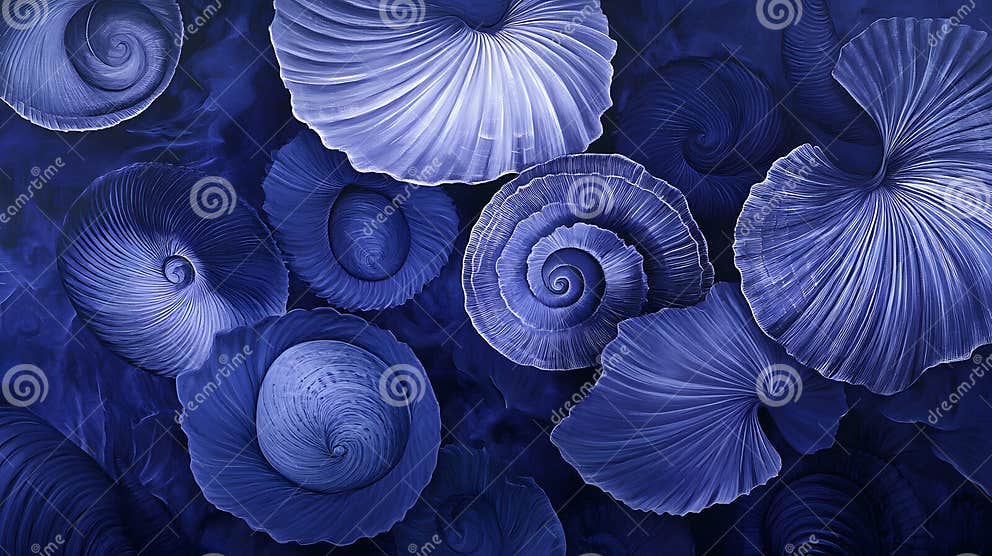 Future Dusk Color Palette: Abstract Shell Patterns in Deep Blue Stock ...