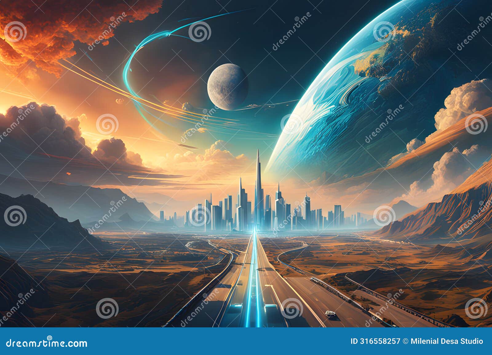 Future Earth Fantasy Illustration Stock Illustration - Illustration of ...