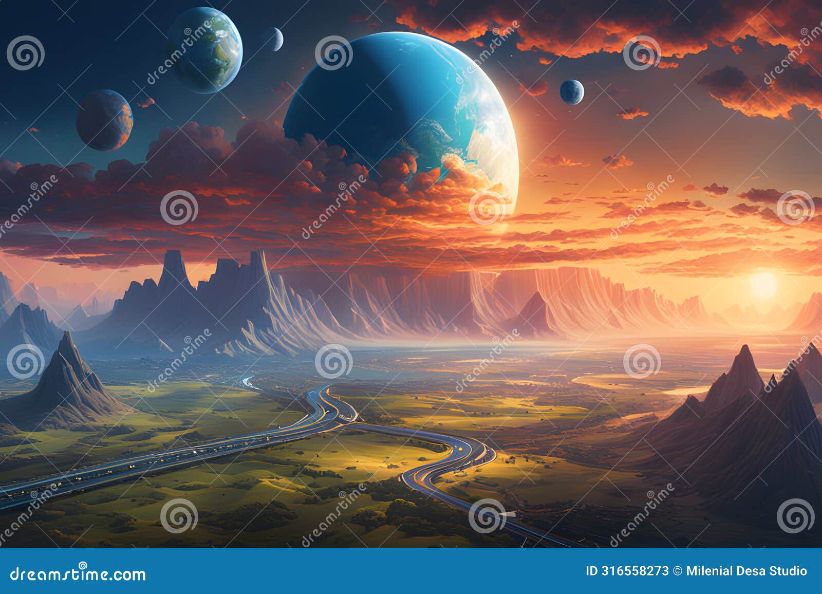 Future Earth Fantasy Illustration Stock Illustration - Illustration of ...
