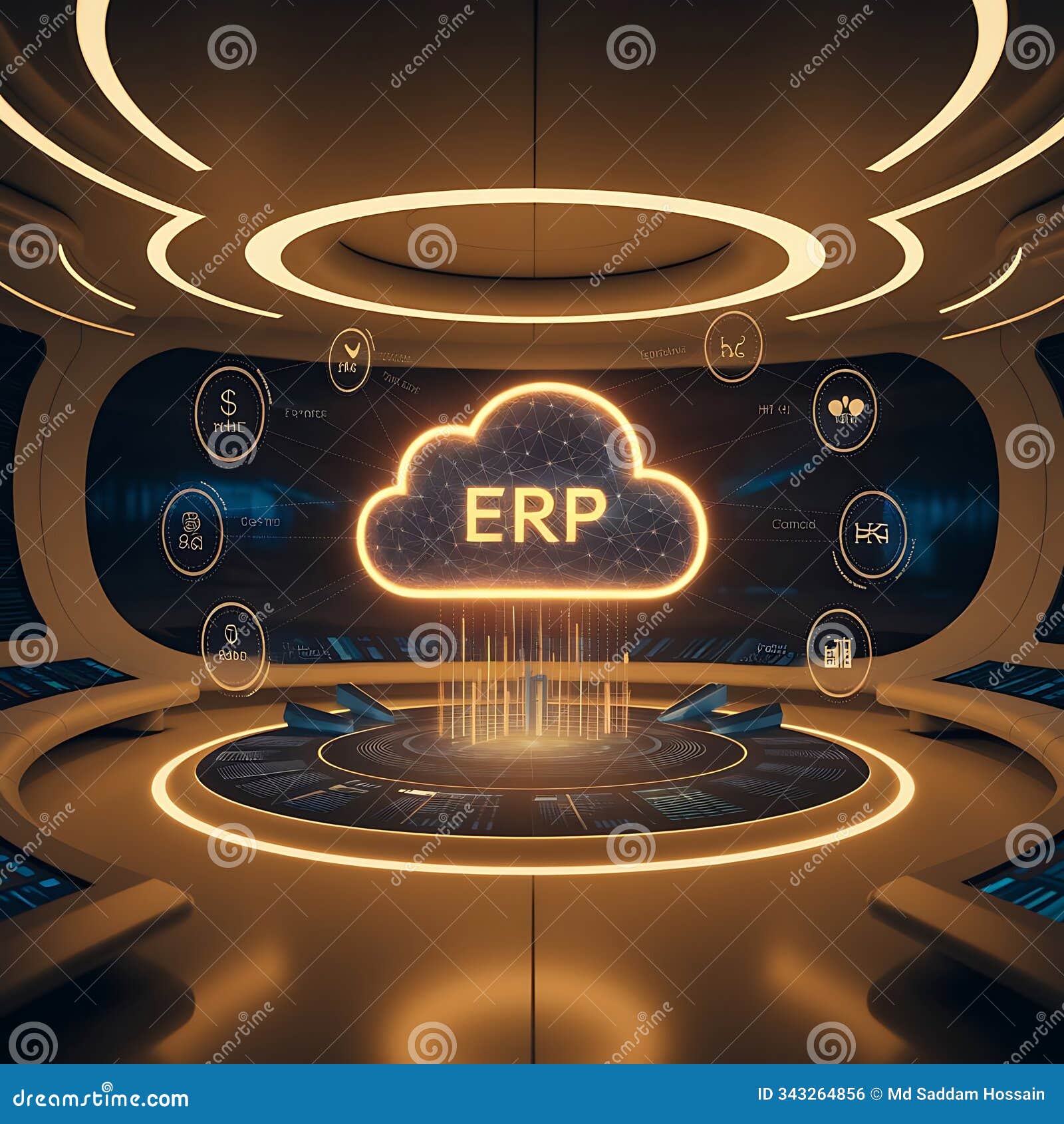 Future of Enterprise Resource Planning: Embracing Cloud-Based ERP Systems. Stock Illustration ...