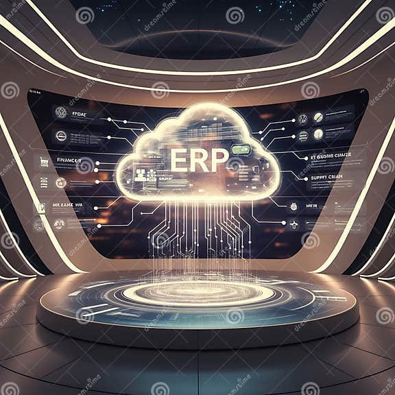 Unlocking Business Potential through Advanced Cloud ERP Integration. Stock Illustration ...