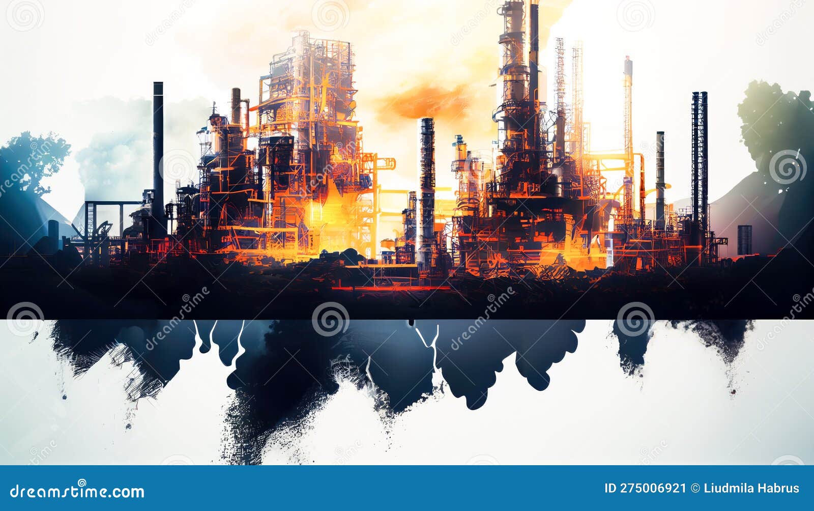 Future Factory Plant. Generative AI Stock Illustration - Illustration ...