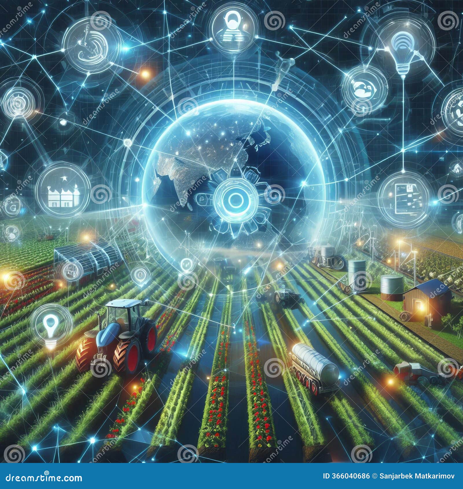 Future Farm Life, Heat Field With HD Drones, Robots, Satellites And ...