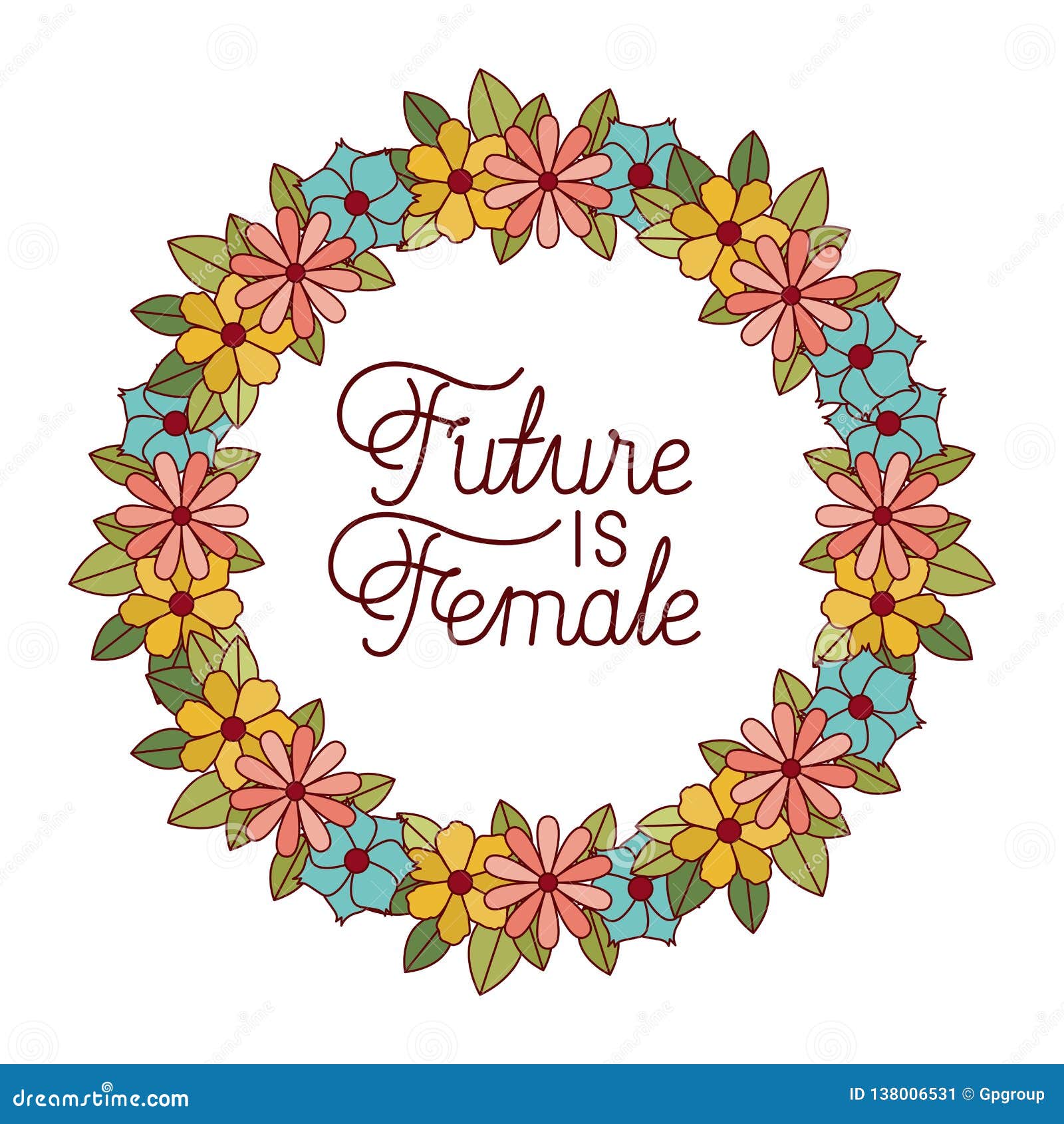 Future is Female Label with Flowers Frame Icons Stock Vector ...
