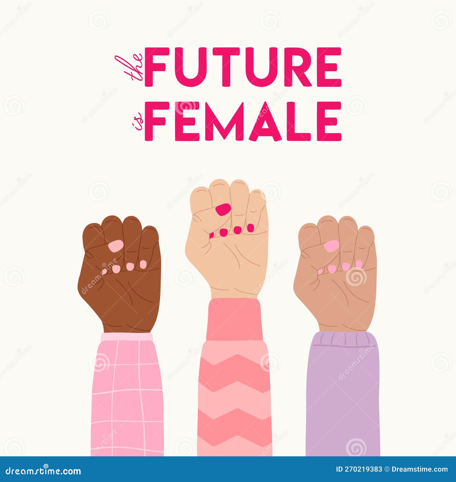 The Future Is Female Poster With Diverse Raised Fists Woman