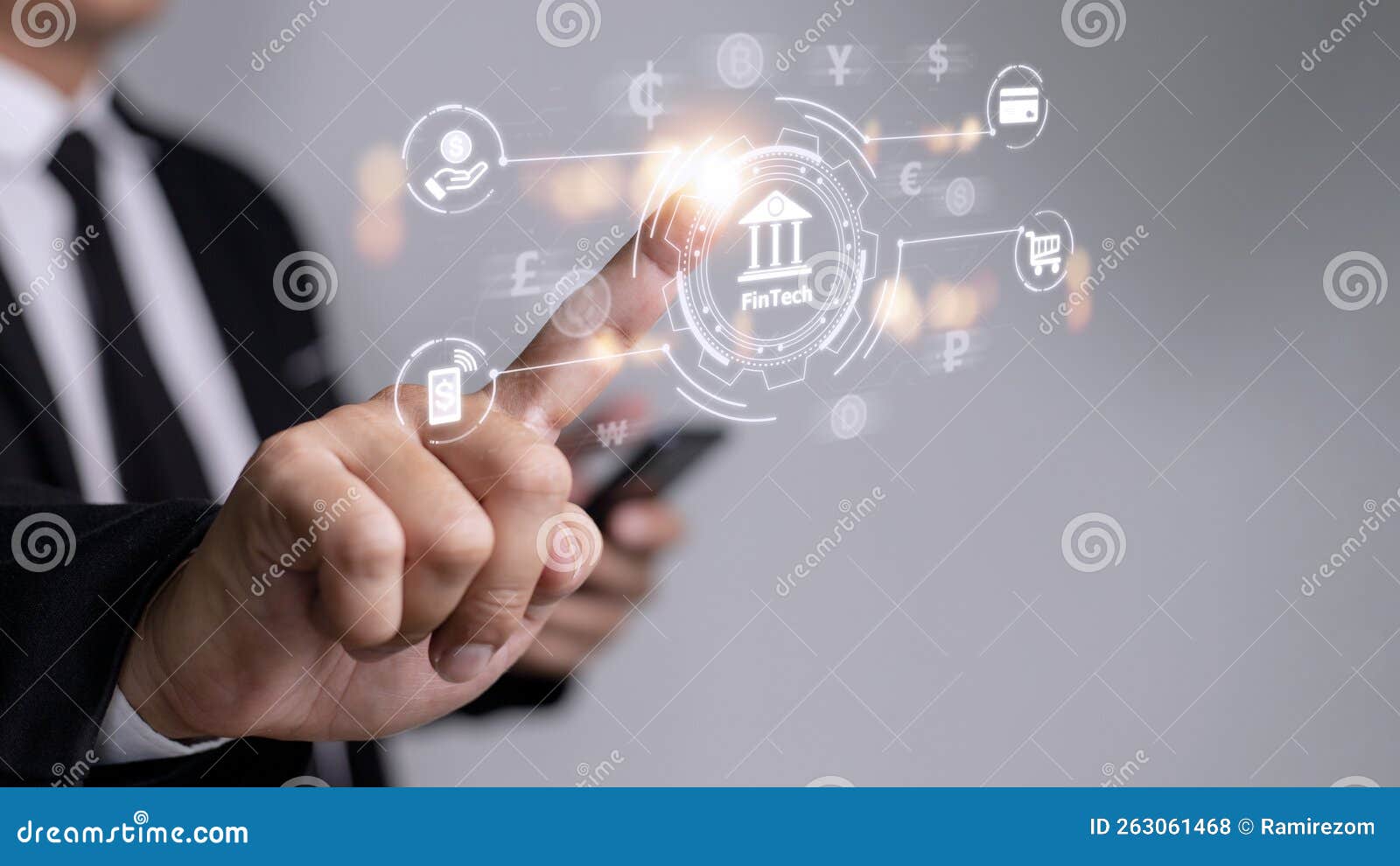 Future of Financial Technology Concept Businessman Selecting Fintech ...