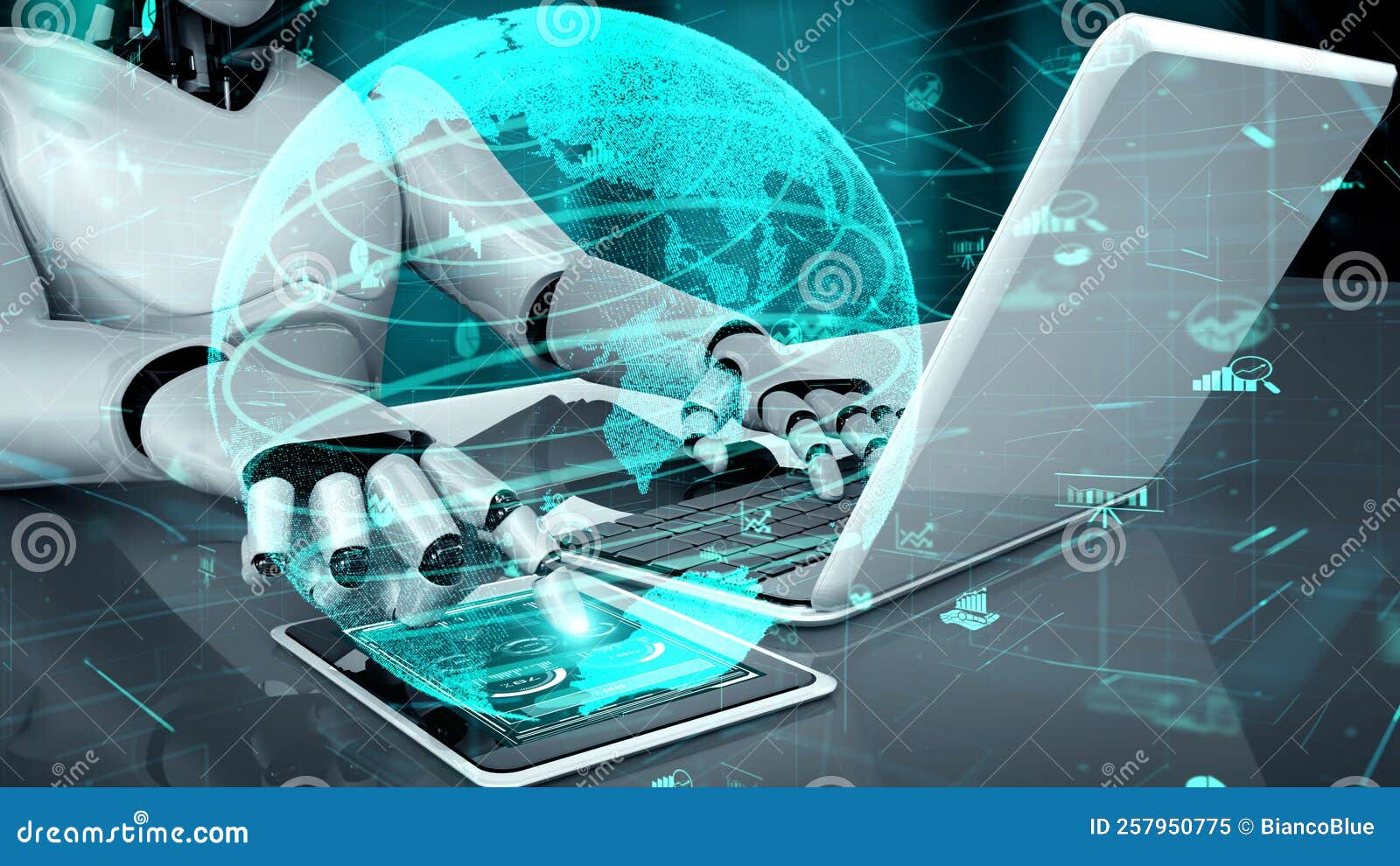 Future Financial Technology Controll by AI Robot Huminoid Uses Machine ...