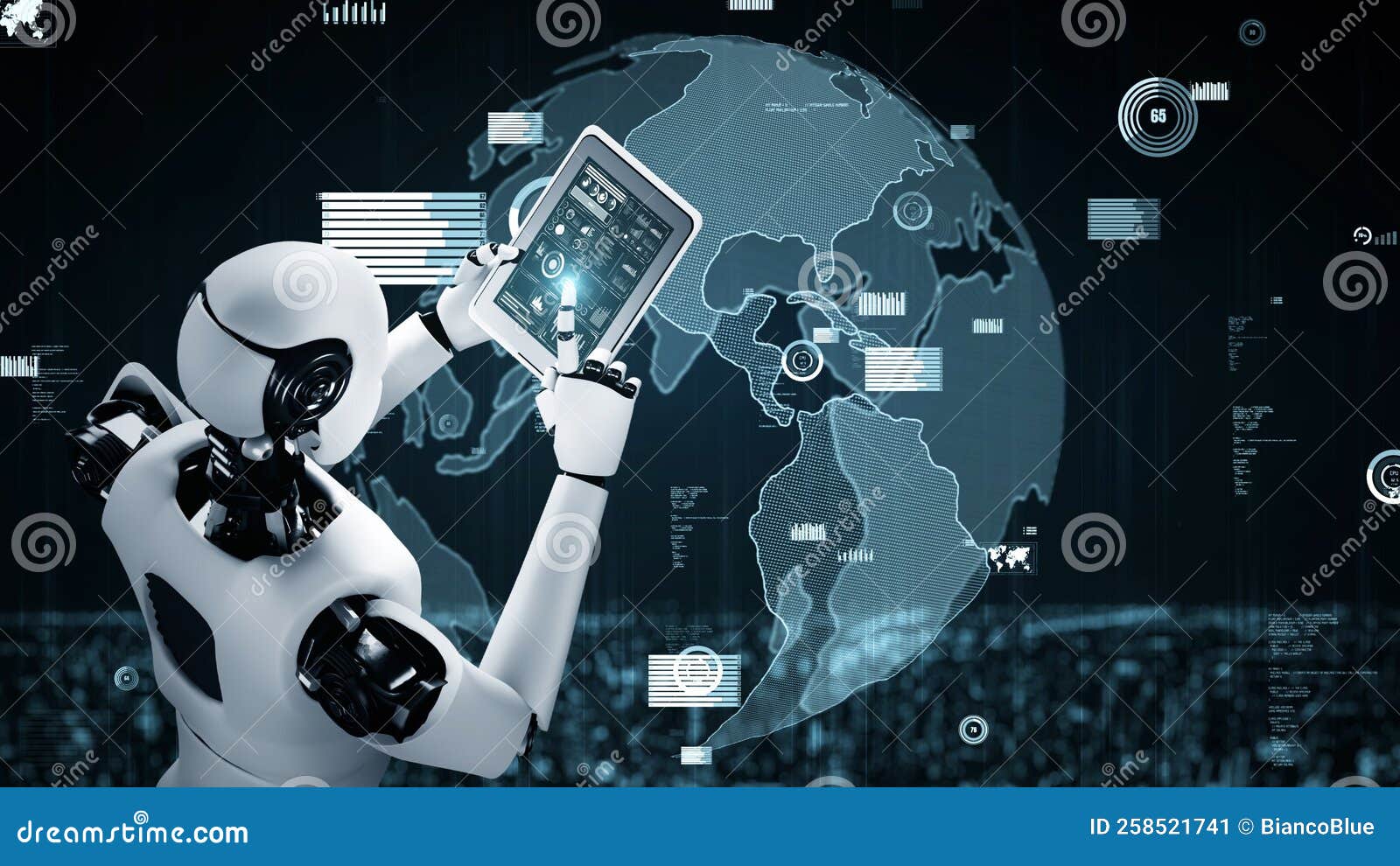 Future Financial Technology Controll by AI Robot Huminoid Uses Machine ...