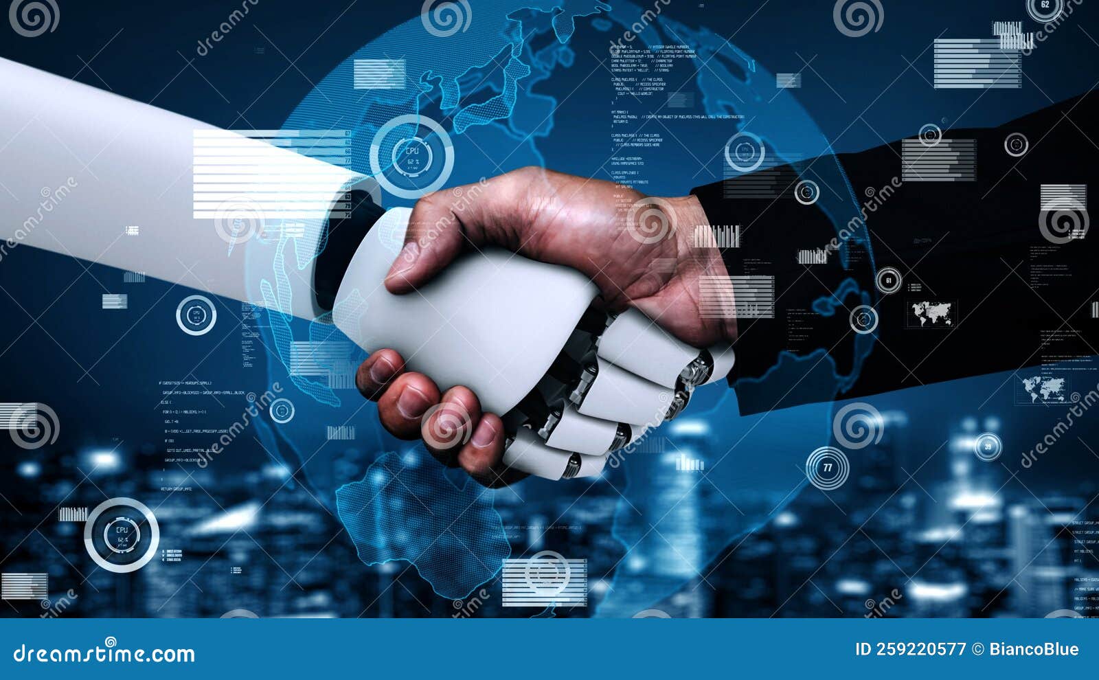 Future Financial Technology Controll by AI Robot Huminoid Uses Machine ...