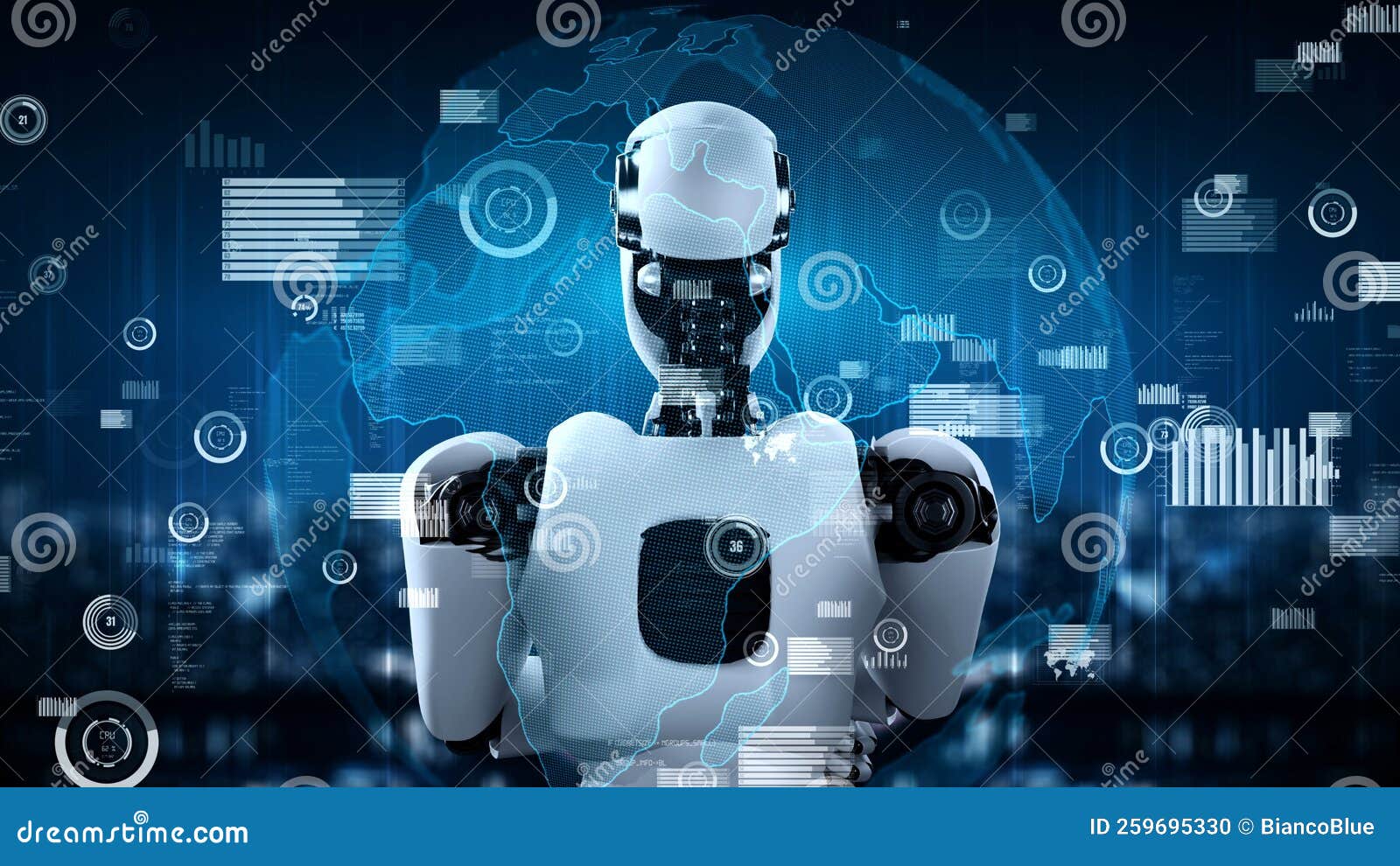 Future Financial Technology Controll by AI Robot Huminoid Uses Machine ...