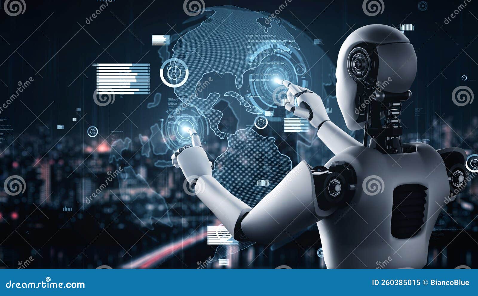 Future Financial Technology Controll by AI Robot Huminoid Uses Machine ...