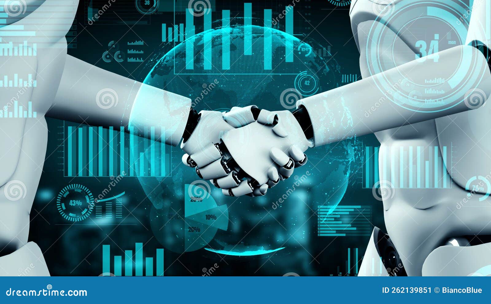 Future Financial Technology Controll by AI Robot Huminoid Uses Machine ...